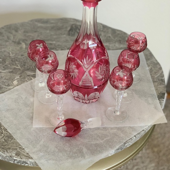 imperlux | Dining | Vintage Imperlux Cranberry Colored Crystal Decanter ...